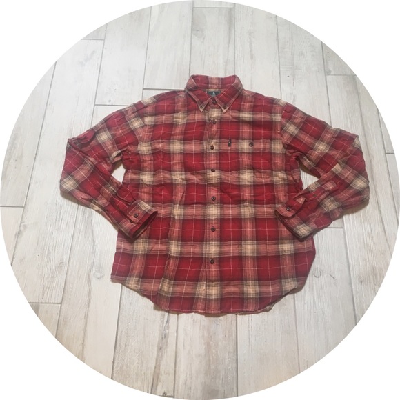 G.H. Bass & Co. | Shirts | Bass Mens Red And Beige Plaid Flannel | Poshmark